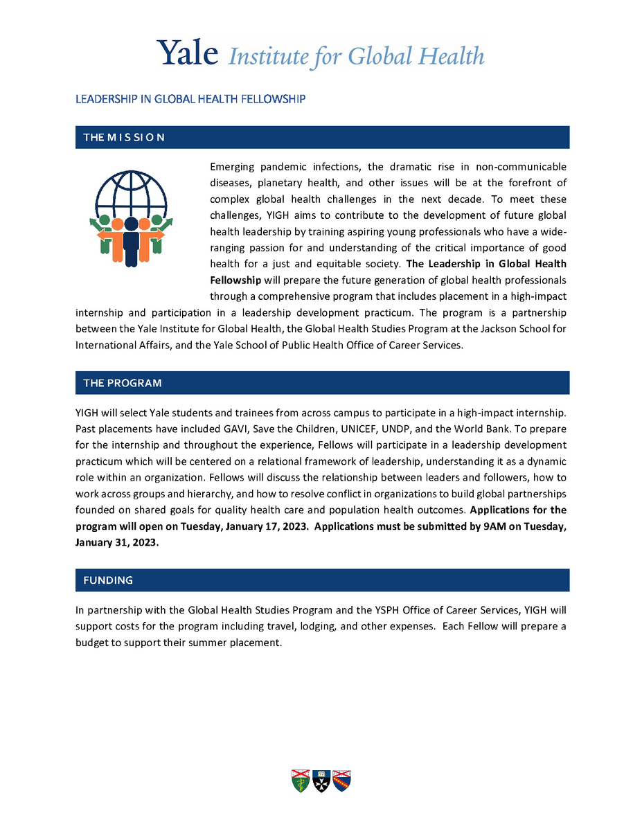 2023 Leadership in Global Health Fellowship Info Session | Yale School ... 2023 Leadership in Global Health Fellowship Info Session | Yale School ...