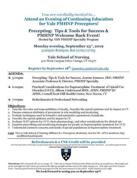PMHNP Welcome Back Event & Precepting: Tips & Tools for Success | Yale ...